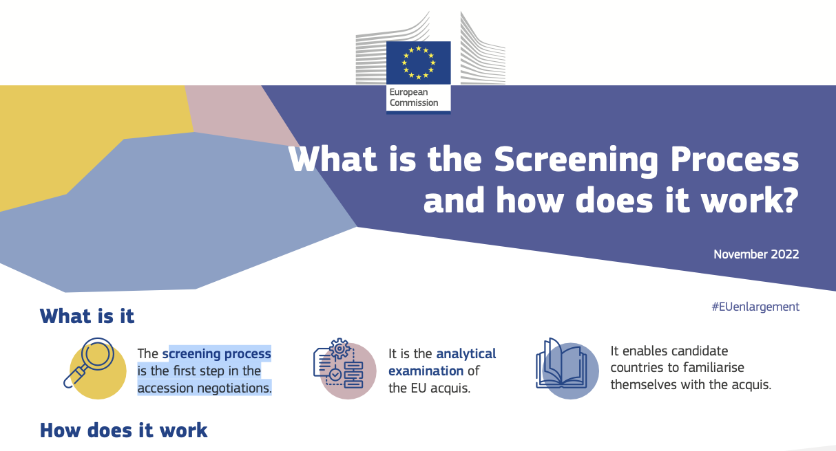 The screening process. The first step in the EU accession negotiations ...